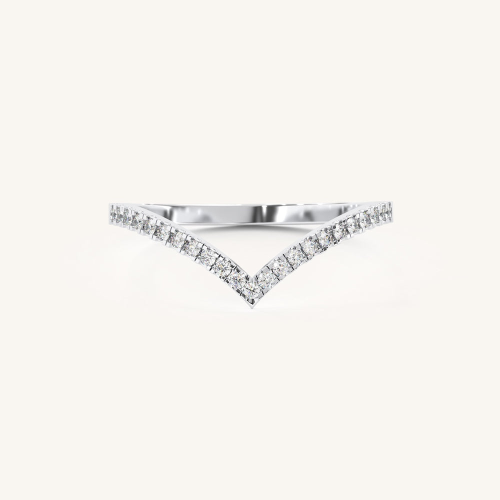 Elegant V Shaped Diamond Ring 14K Gold | Chevron & Wishbone Engagement ...