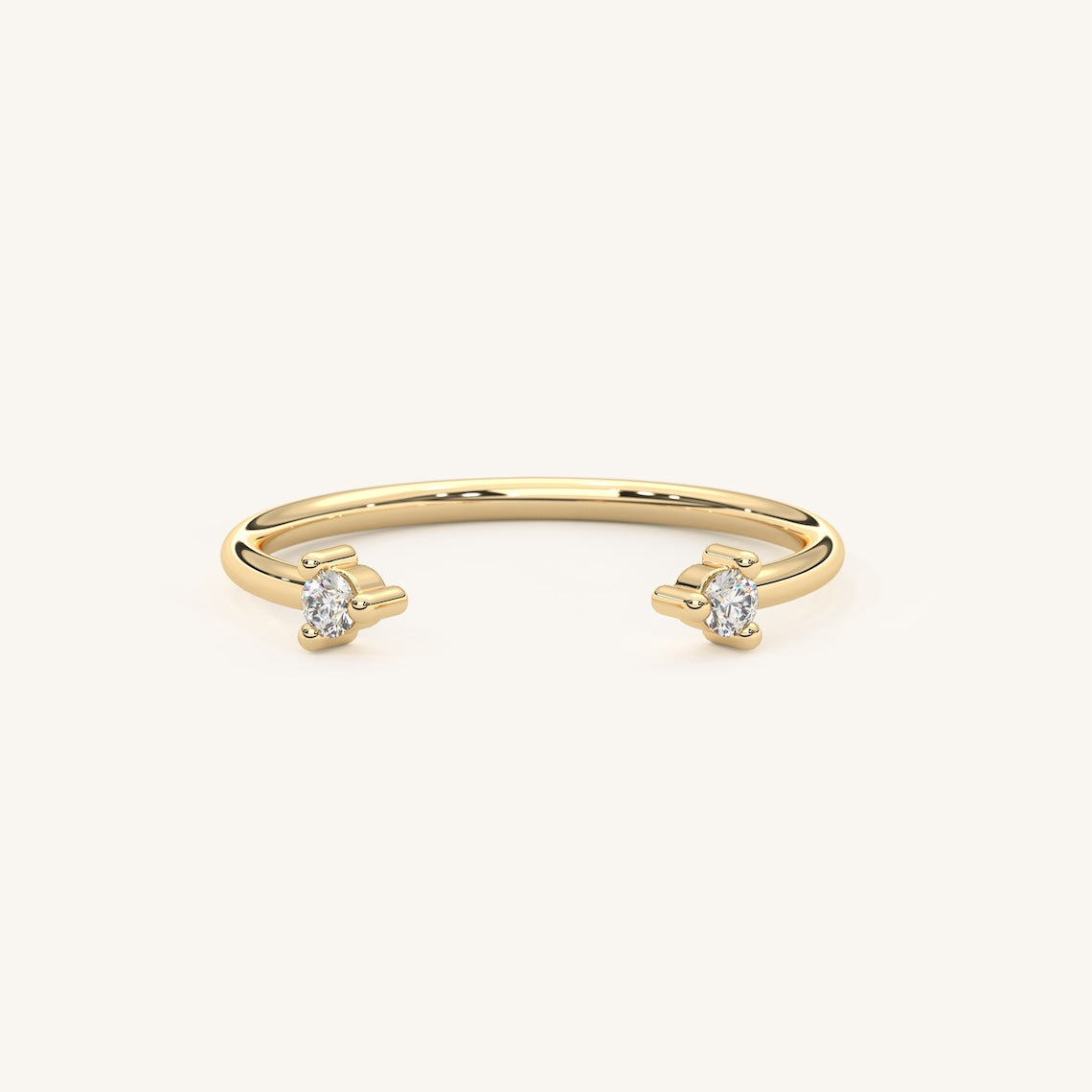 Dual Diamond Open Design Ring 14k Gold | Denive